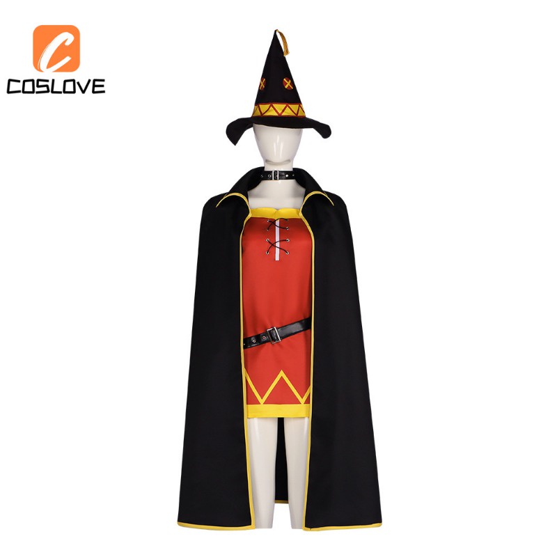 Anime Konosuba Megumin Cosplay Full Set Costume Magician Uniform Long ...