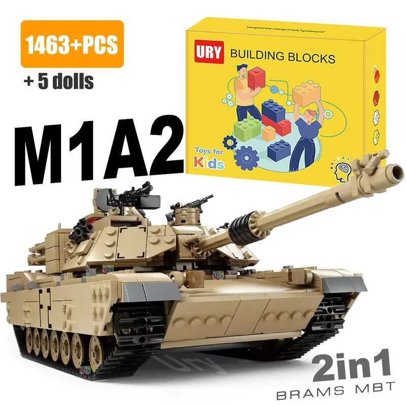 WD 2In1 Ww2 Military M1a2 Abrams MBT Tank Model Army Cannon Chariot Set ...