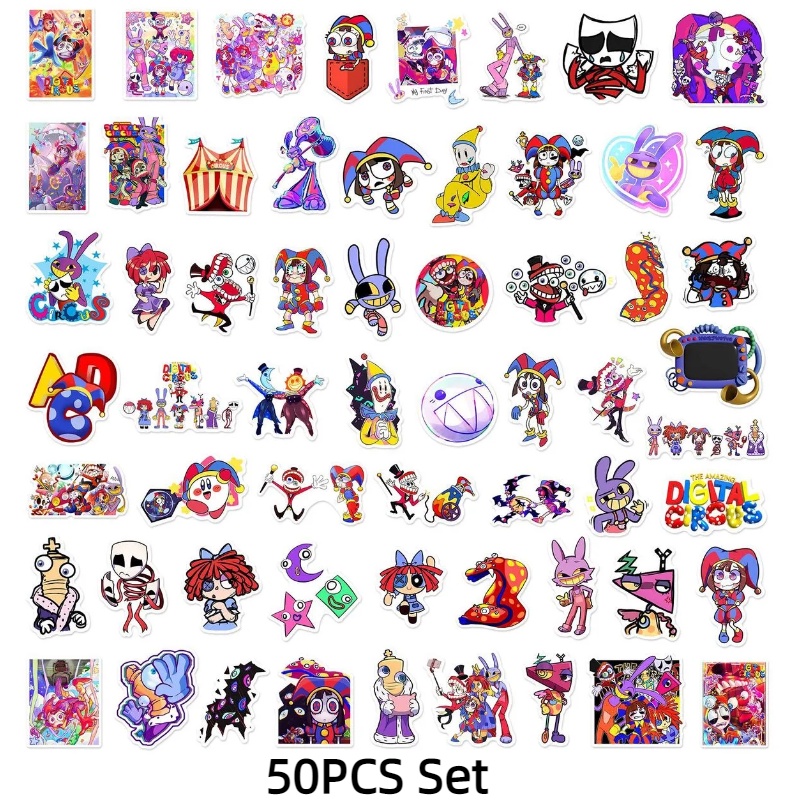 Whimsical Digital Circus Cartoon Stickers 60 Stickers Unique Designs ...