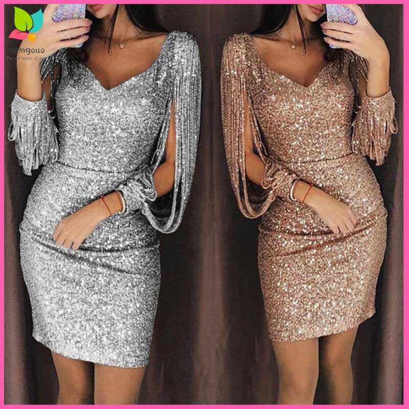 MEMGOUO Elegante Buntot Long Sleeve Glitter Babae Sexy Tael Women ...