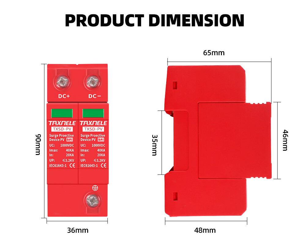 DC SPD Surge Protective Device 2P 40KA 60KA 600V 1000V surge Protector ...