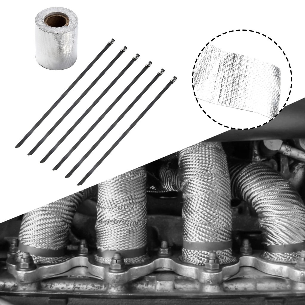 TBTOPONE ️Exhaust Manifolds Heat Wrap Tape Thermal Wrap Silver 5M*5cm ...