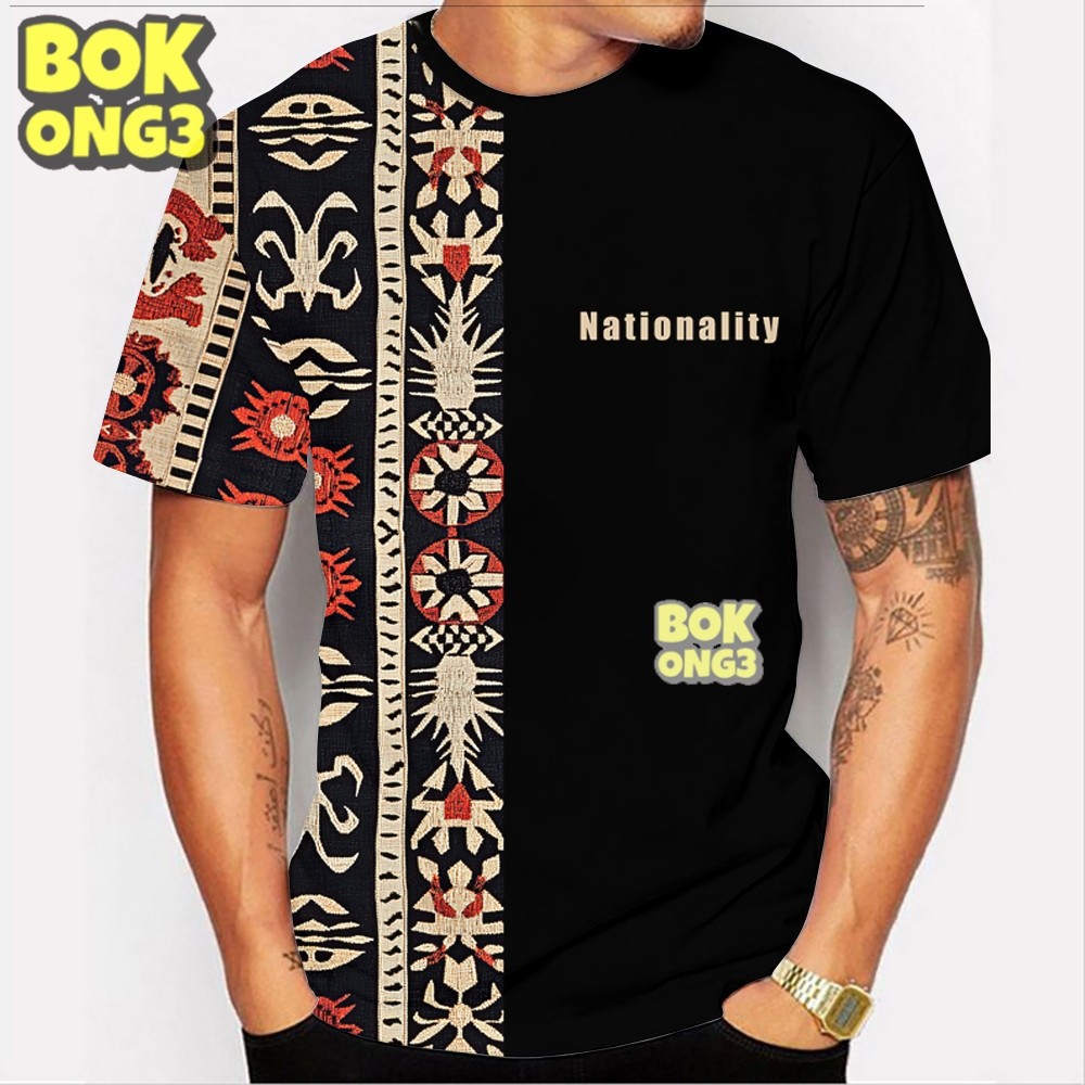 2025 Filipino Ethnic Tribal Men's Short Sleeve Tops Retro Barong Style ...