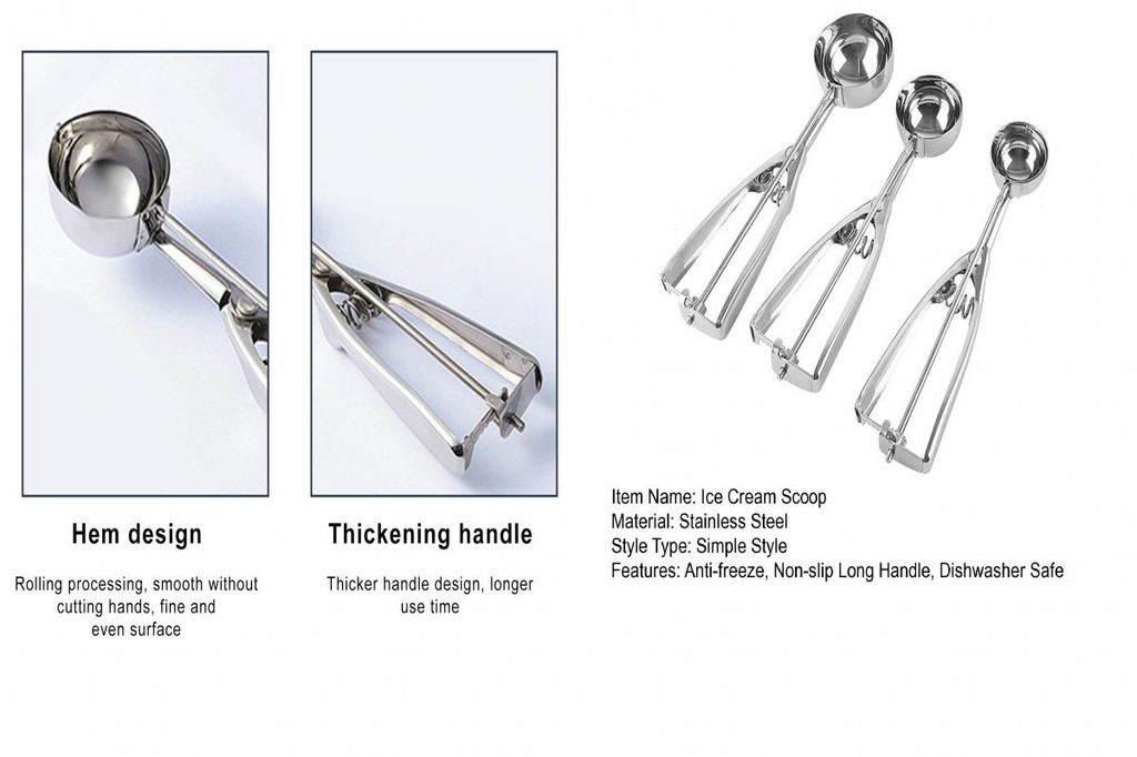 Ice Cream Scooping Tool Stainless Steel Scoop Premium Stainless Steel ...