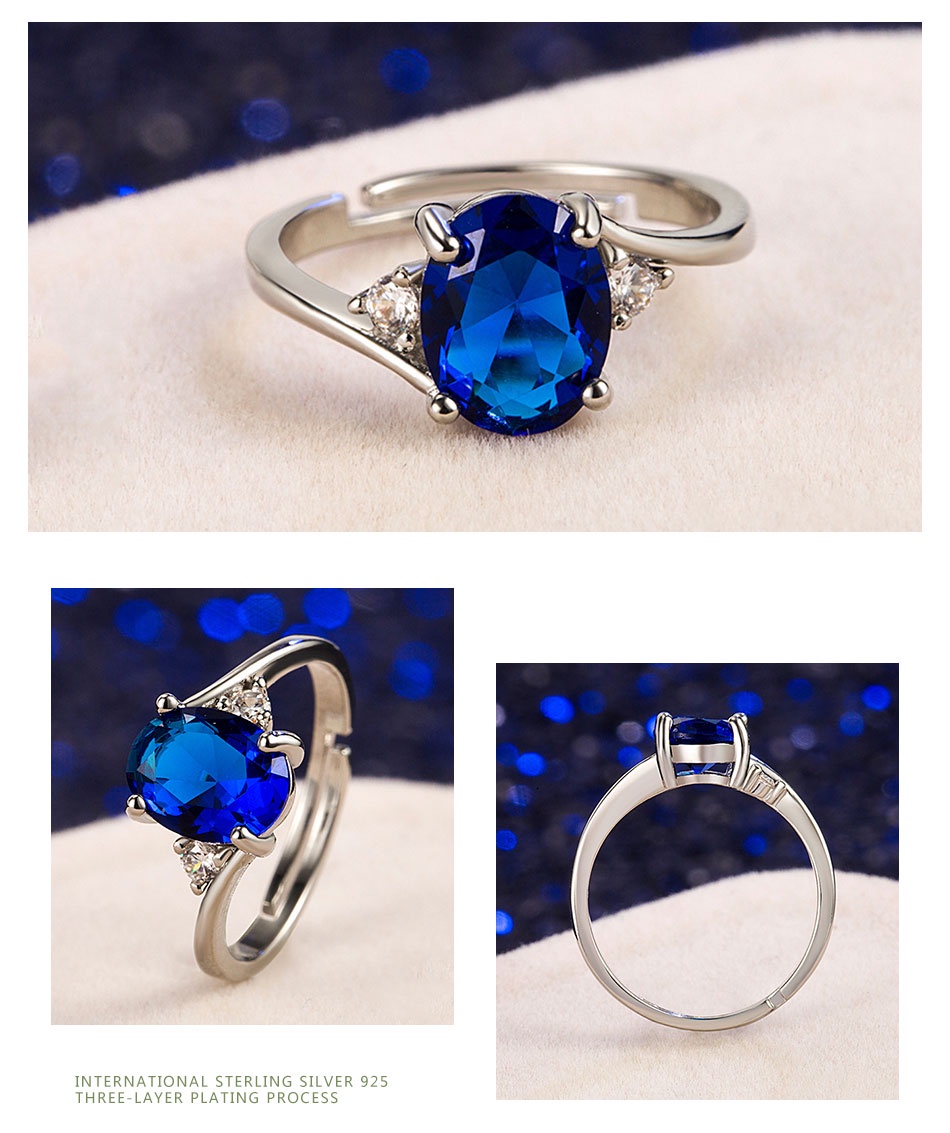 ZDADAN 925 Sterling Silver Round Crystal Finger Ring For Women Fashion ...