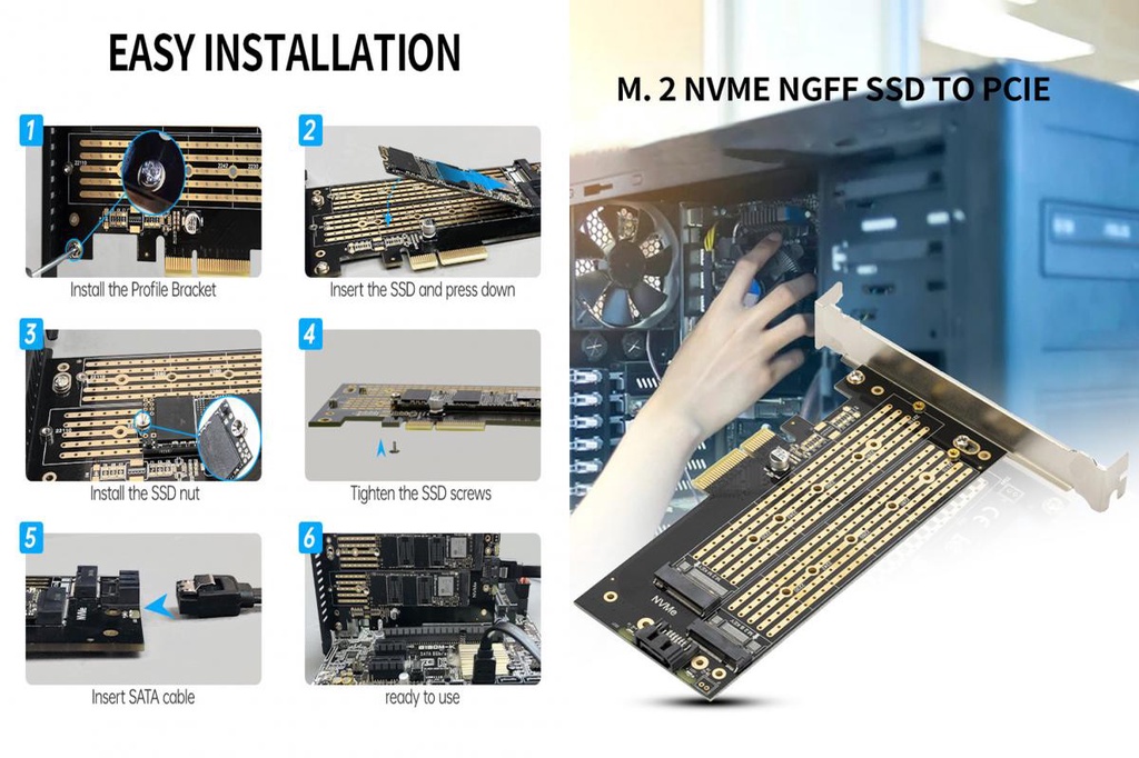 [RB] PCB Adapter Card for Gaming Easy Installation Dual M2 NVMe SSD ...