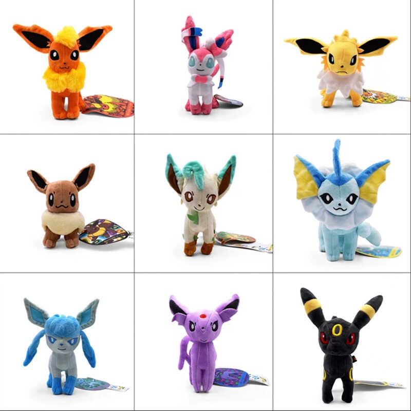 Plush 17-20 Cm Anime Figure Dolls Espeon Kawaii Flareon Eevee Family ...