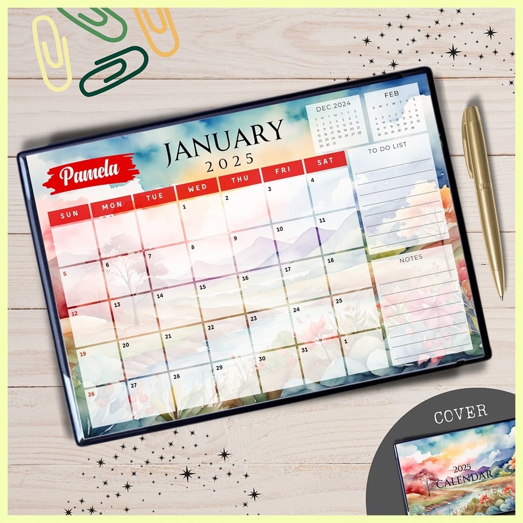 Scenery 2025 2026 A4 Desk Calendar | Planner | Office Calendar | Table ...
