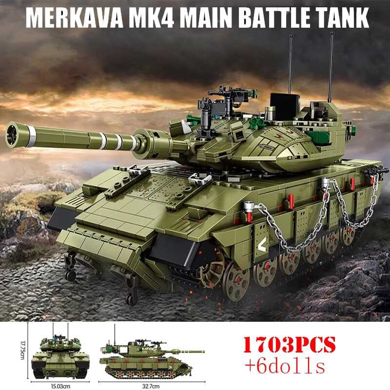 WW2 Military Leopard 2 Merkava 4 Tank Building Blocks Army Soldier ...