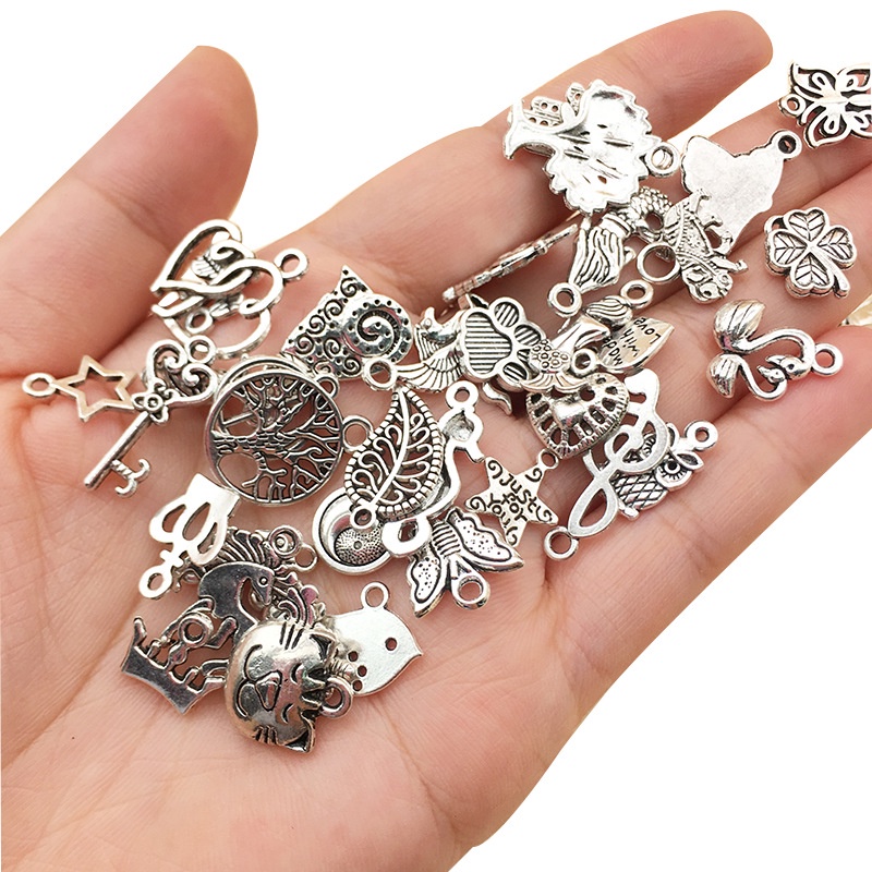 Alloy Charm 100 Tibetan Silver Alloy Charm Bracelet Accessories Pendant ...