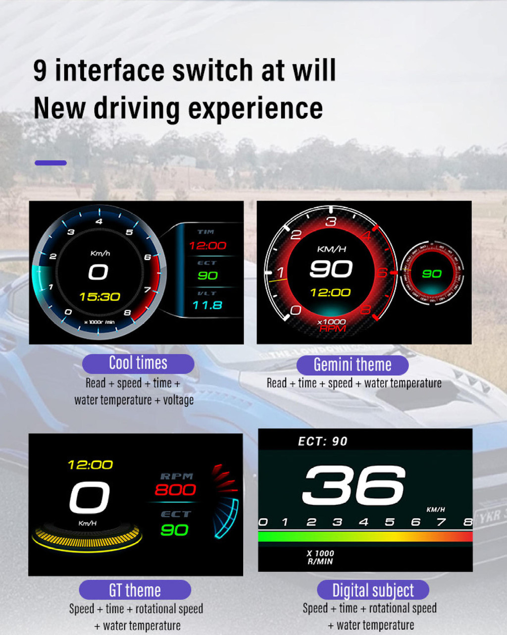 F9 OBD2 On-Board Computer Car Digital Computer Display OBD Scanner Fuel ...
