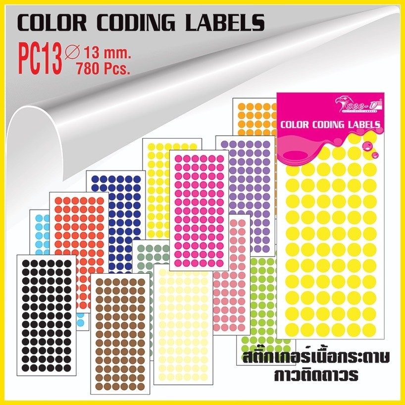 ۩ 13mm Circle Sticker Color Coding Label-PC13 Contains 10 Sheets (780 ...