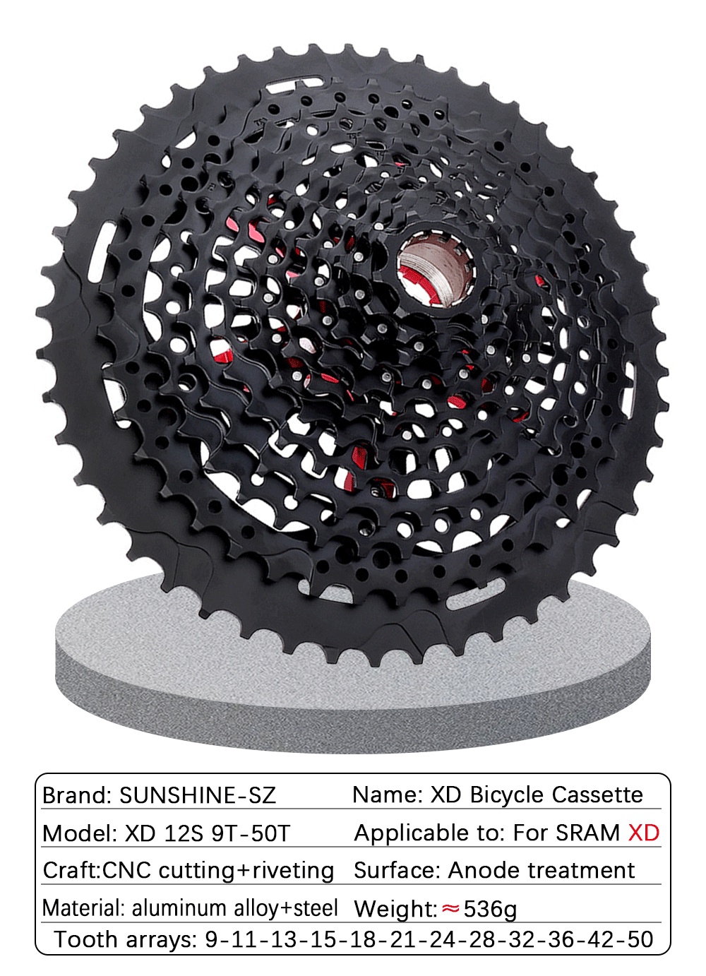 SUNSHINE XD cassette cogs 12 Speed 9-50T MTB Bicycle Sprocket Mountain ...