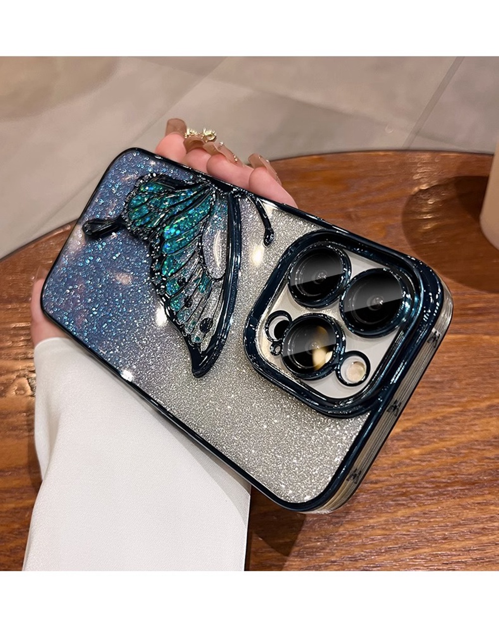 Gradient Glitter Butterfly Phone Case for IPhone 12 13 14 15 Pro Max Soft TPU Case with Camera ...