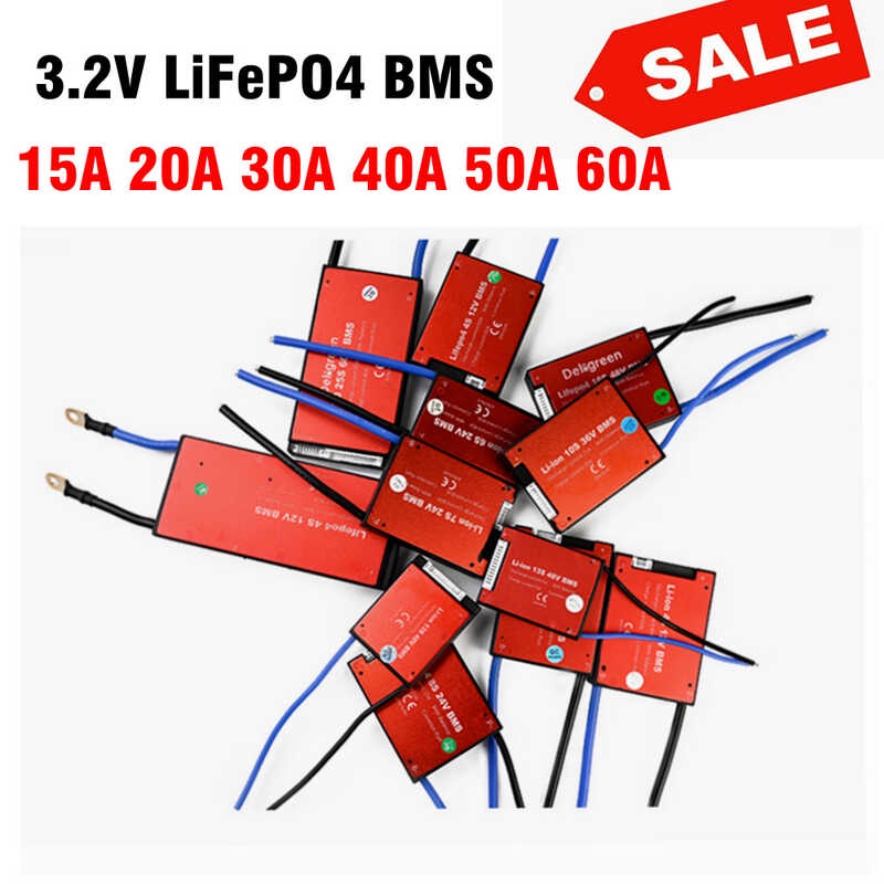 4S BMS LiFePO4 20A 30A 40A 50A 60A 8S for 12V 24V 48V Rechargeable Battery 18650 For Solar Ebike ...