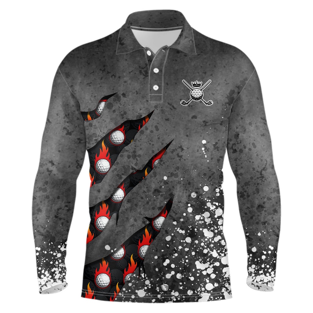 Paint Splash 3D Golf Polo Shirts Flame Golf Shirts For Mens, Crazy Golf ...