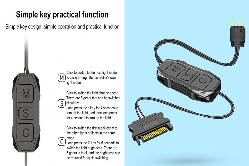 [ Xiapistore ] COOLMOON AR-1 ARGB Controller Lengthen Cable Wide ...