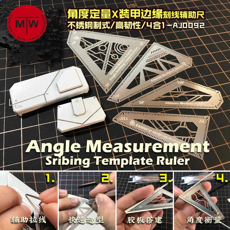 1/100 1/144 Scale Angle Measurement Scribing Template Ruler Para Sa Am ...