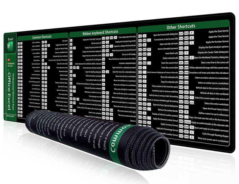 excovip Large size English EXCEL shortcut keys mouse pad non-slip seam ...