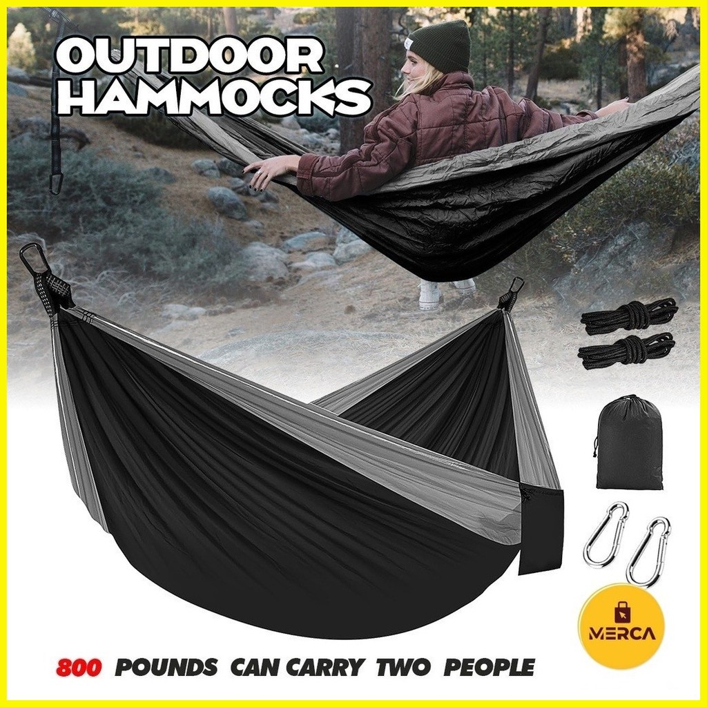 Merca Black Sports Hammock Camping Hiking Hammock Double Outdoor Foldable Hammock Travel Ham ...
