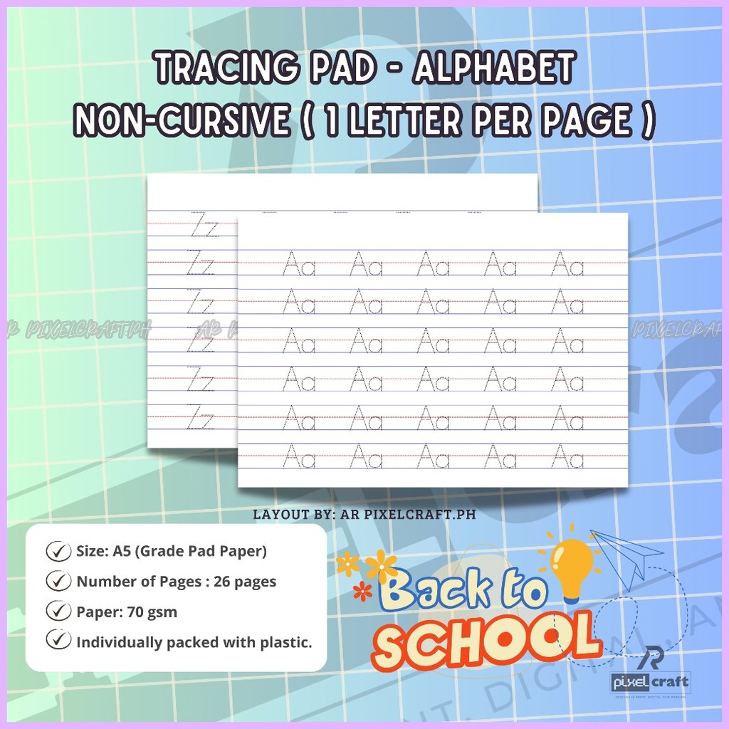 TRACING PAD - ALPHABET CURSIVE AND NON-CURSIVE WRITING 40 / 26 PAGES ...