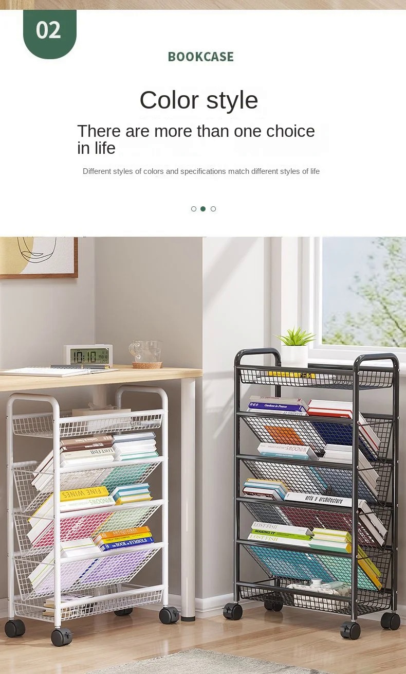 Wheeled storage rack Simple student bookshelves on the floor, new ...