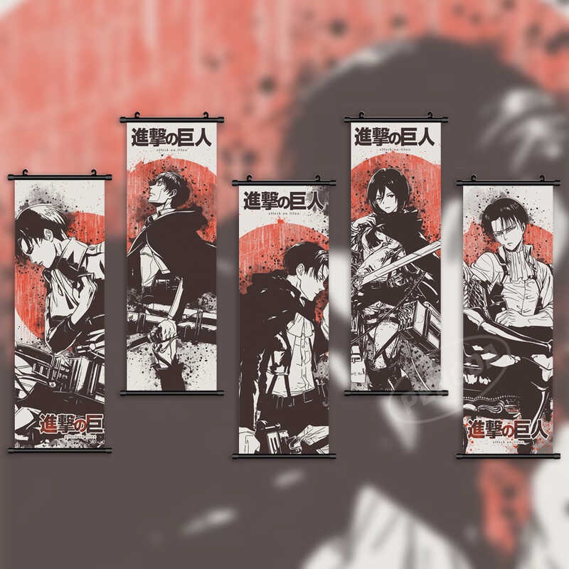 Home Room Decor Scroll Attack Sa Titan Prints Levi Ackerman Wall Art ...