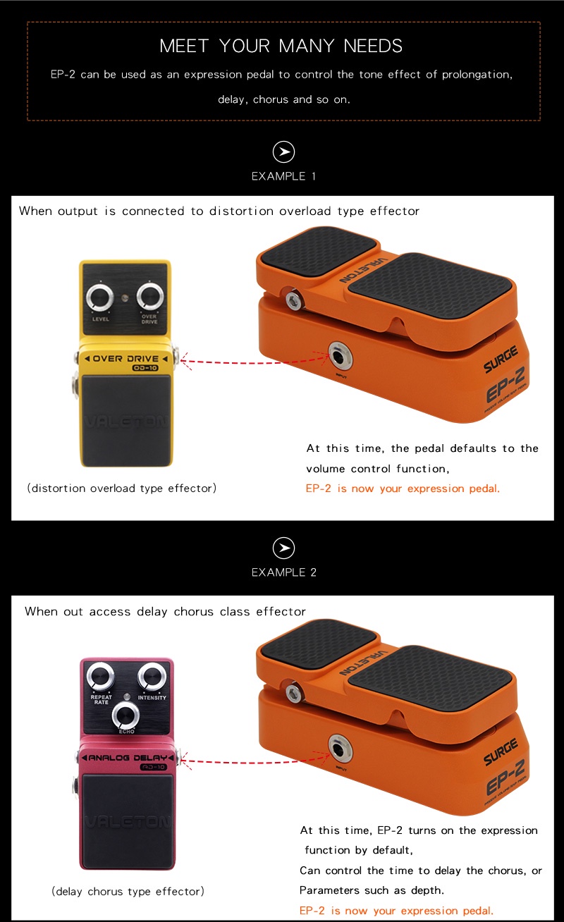 Valeton EP-2 2 in 1 function volume expression control pedal mini ...