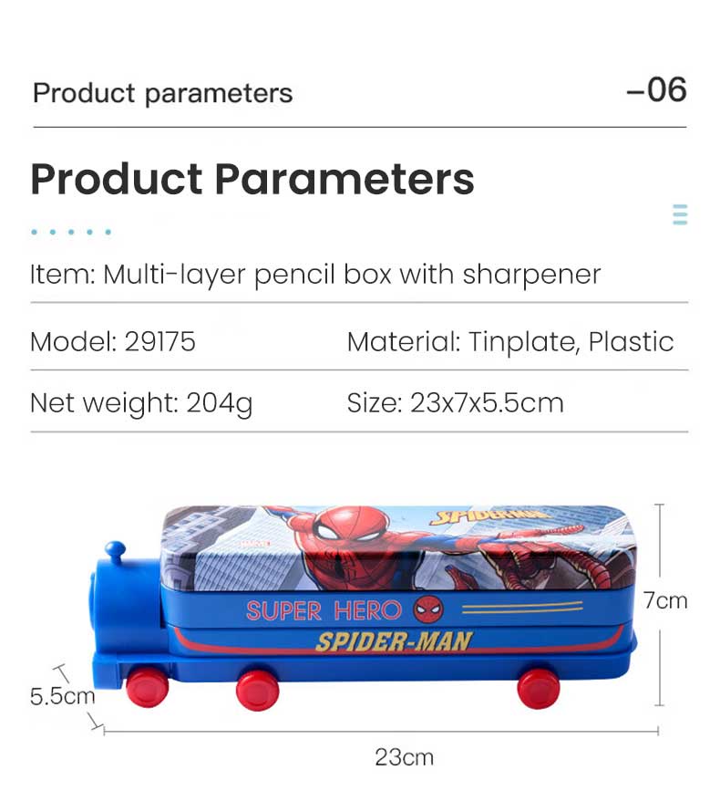 Disney spider man pencil box with sharpener | Shopee Philippines