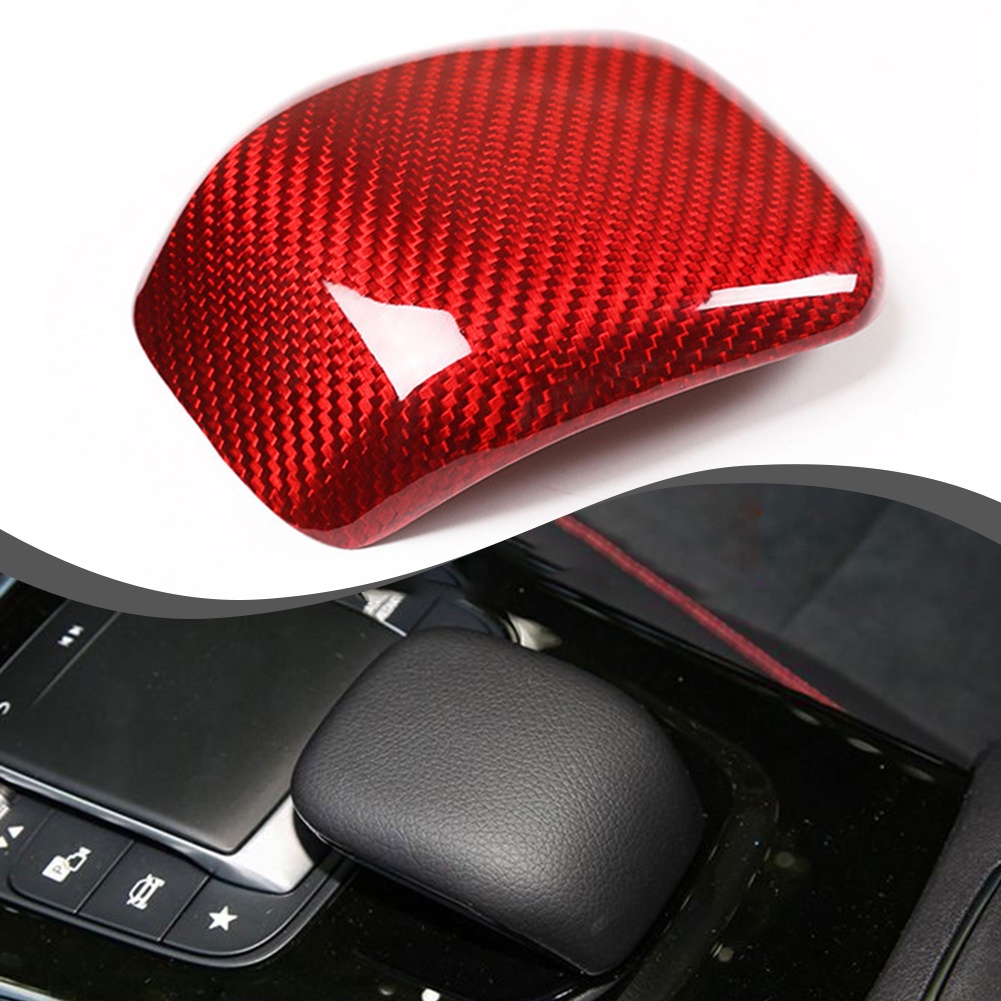 ⚡car In 1⚡red Carbon Fiber Gear Shift Knob Cover Trim For Mercedes A