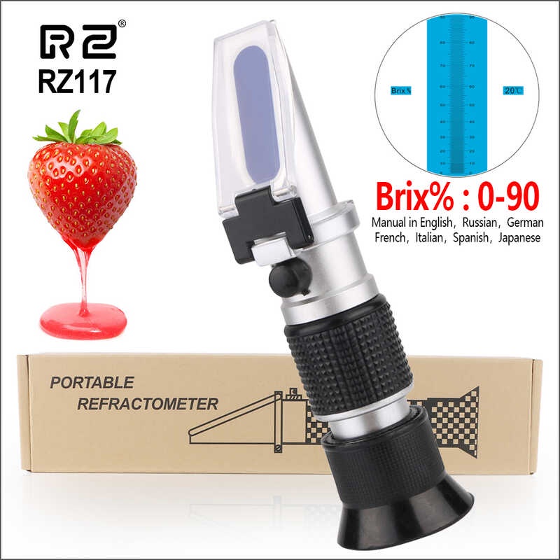 RZ Refractometer Sugar Meter 0-90% Brix Rhb-90Atc Handheld Brewing Auto ...
