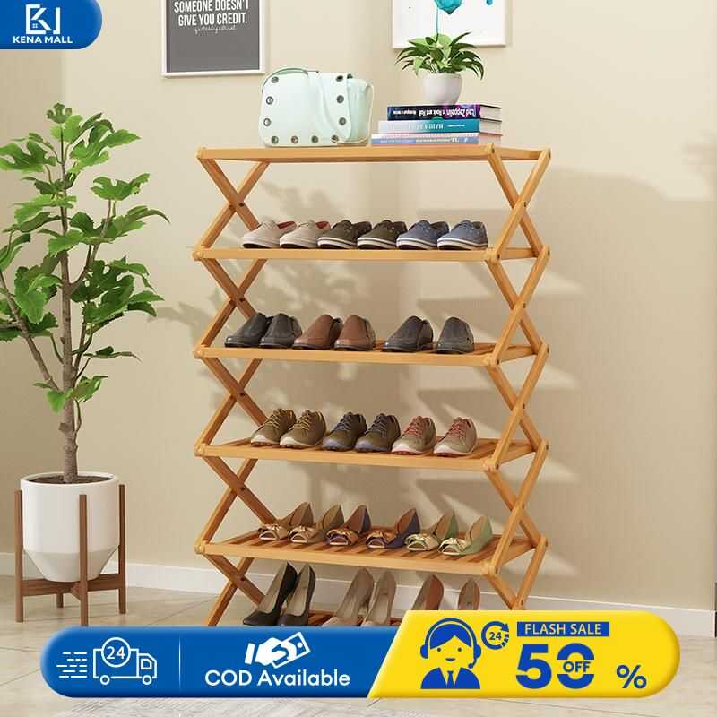 Wooden Shoe Racks 3/4/5/6 Layer Shoe Rack Layer Multilayer Bamboo Shoe ...