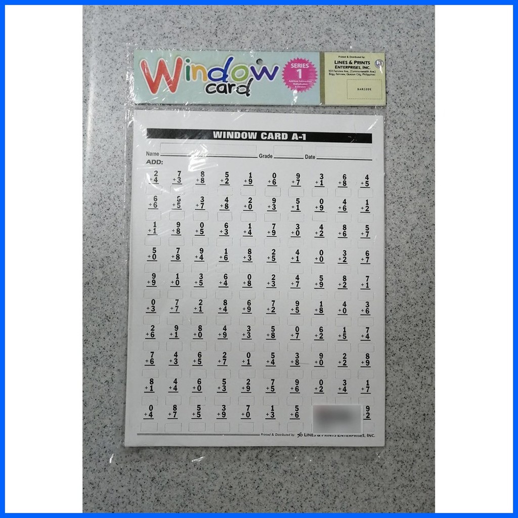 ๑ Math Window Card Series 1 (Addition Subtraction Multiplication ...
