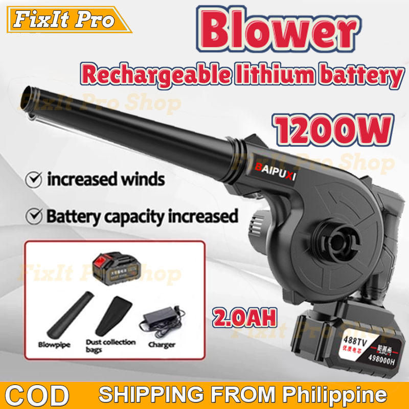 Cordless 1200W Air Blower Vacuum Cleaners Blowing Suction 2 in 1 ...