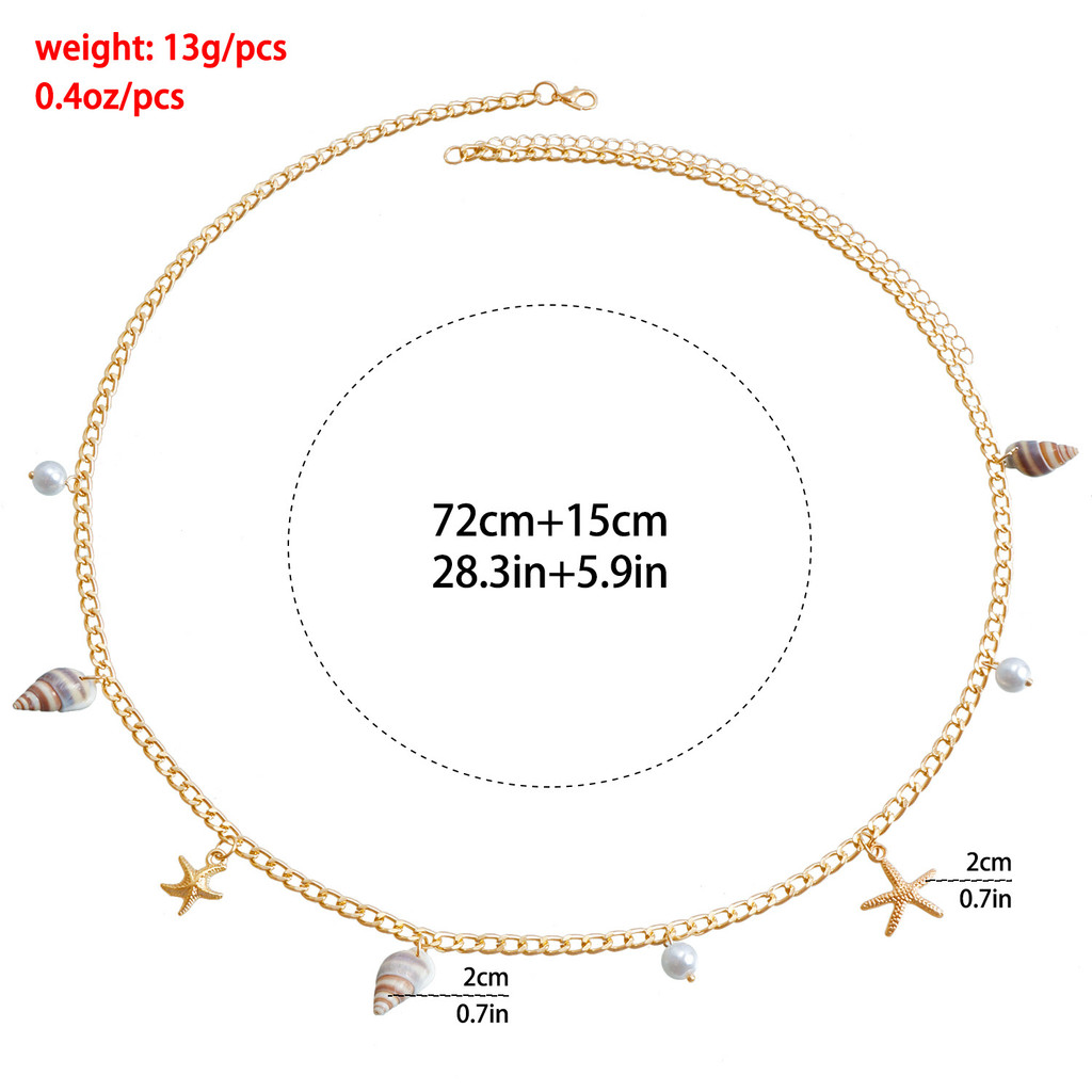 A Fashion Starfish Conch shell belt Chain Waistband Body Chain jewelry ...