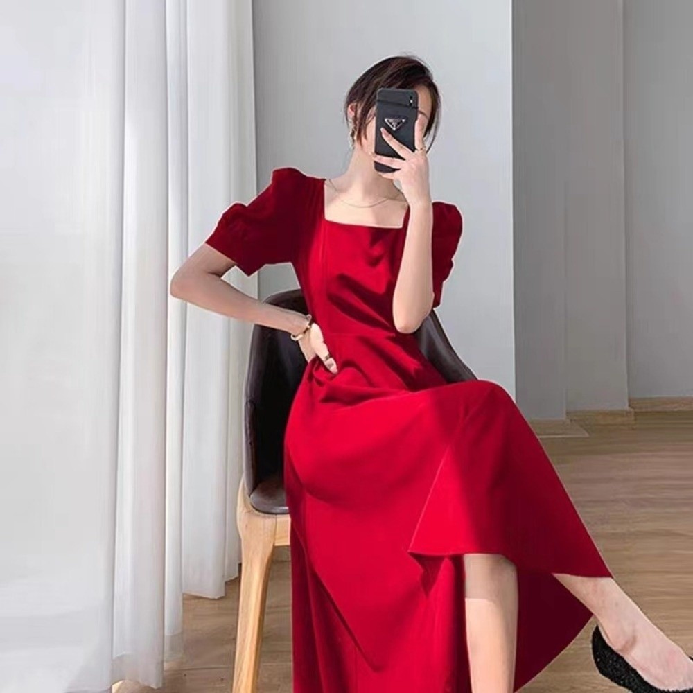 {Ship From Manila+COD} Dress for Woman White Elegant Square Neck Short ...