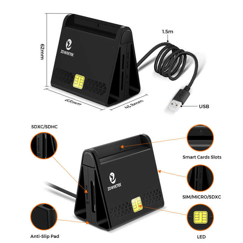 ♥ Bagong Zoweetek Multi-Function USB Smart Para Sa DNI CAC EMV Bank ...