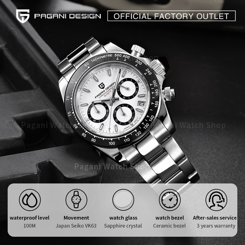 Pagani Design Original 40MM Men's Quartz Watch Seiko VK67 Rainbow Bezel ...