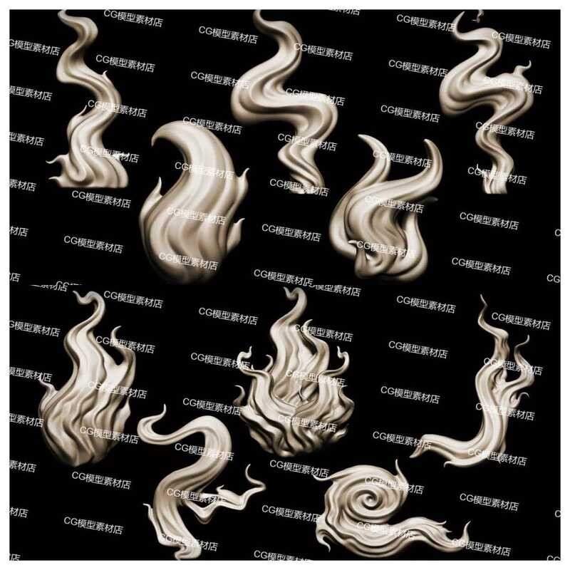 Blender ZB programmatic flame burning flame carving brush obj flame ...