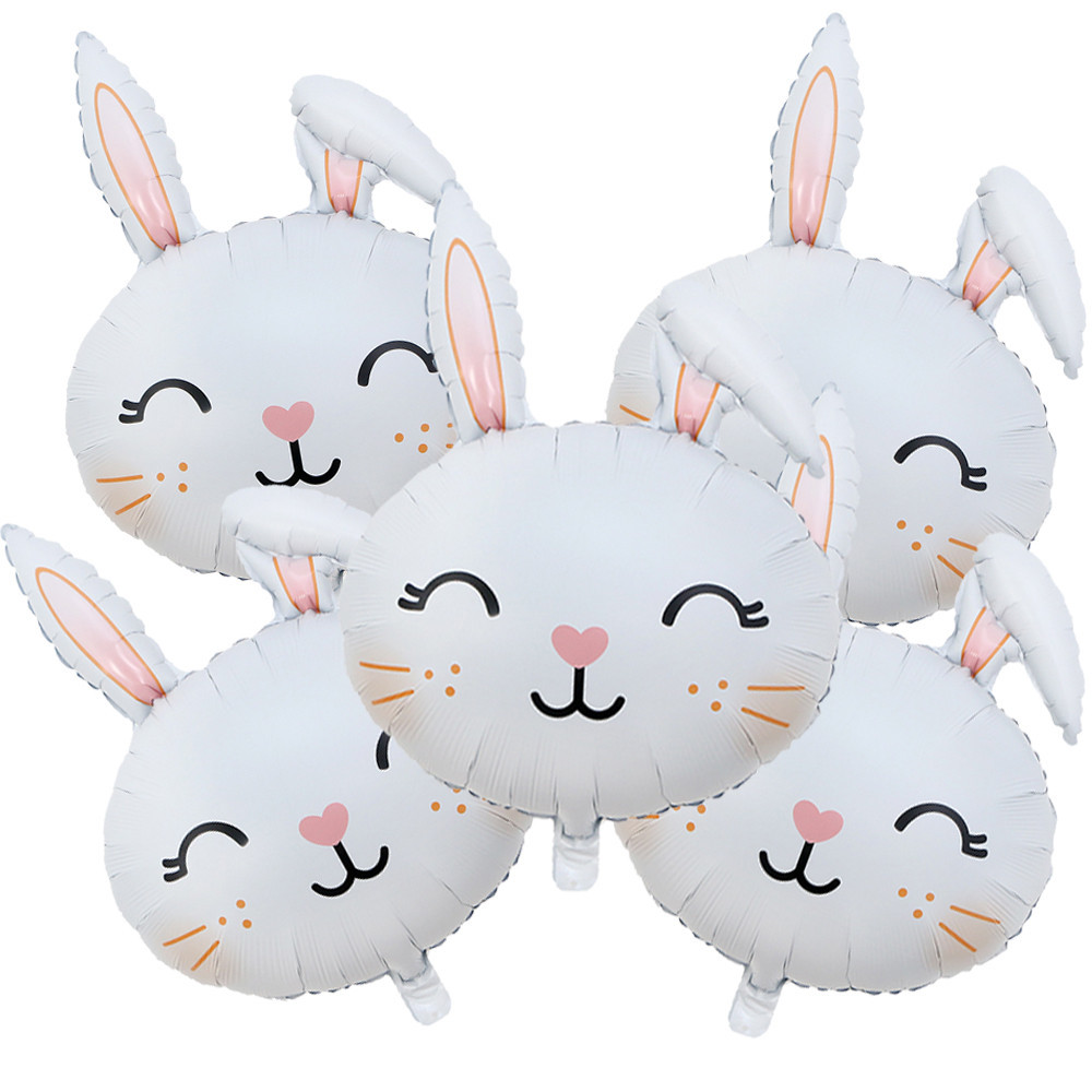5pcs 30'' Easter Bunny Balloon Happy Easter Bunny Head Foil Balloons ...
