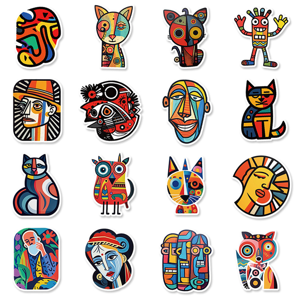 MUYA 50pcs Picasso Art Paint Stickers Waterproof Vinyl Stickers for ...
