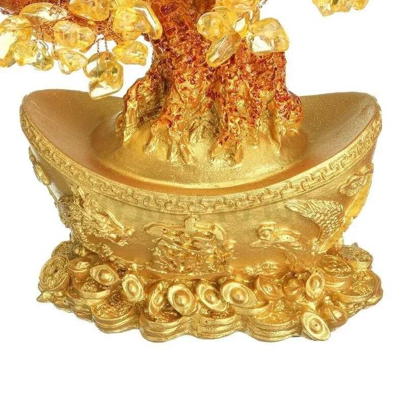 20cm High Yellow Lucky Trees Lemon Quartz Crystal Yuao Money Fortune ...