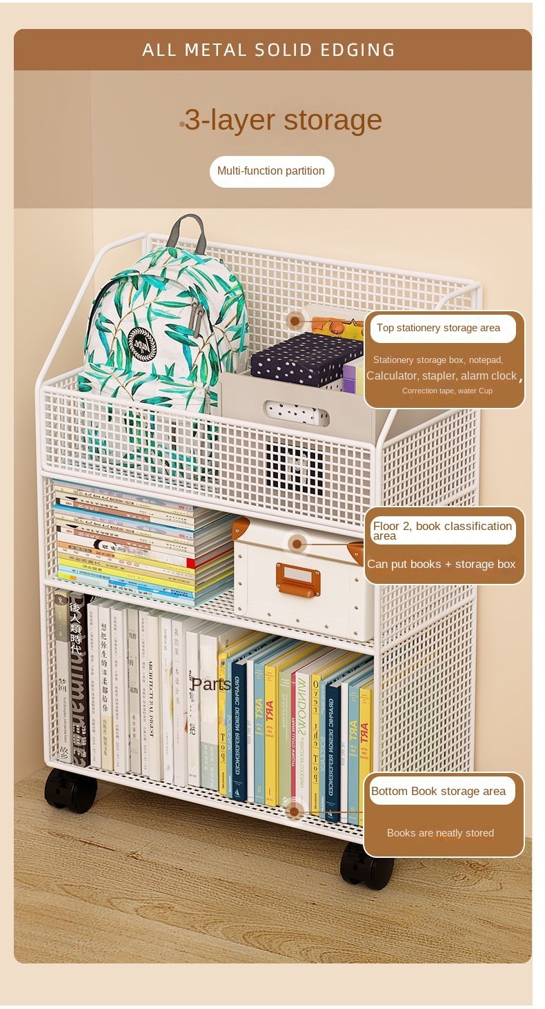 Shelves under the table movable small bookshelves deskside storage ...