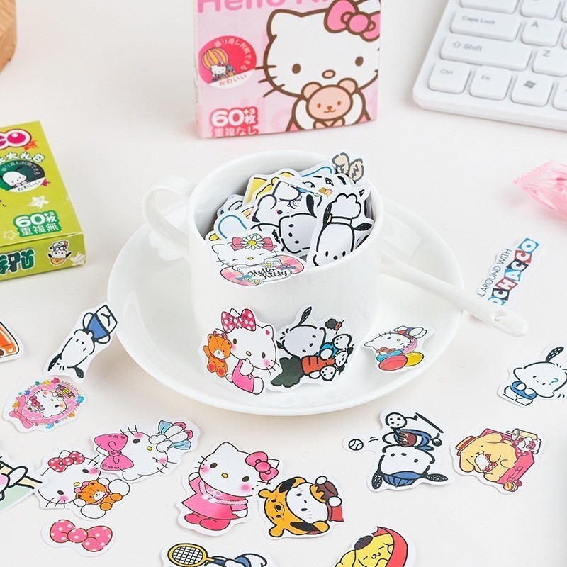 63pcs Cartoon Kuromi Sticker Box Waterproof Anime Sanrio Sticker Set ...
