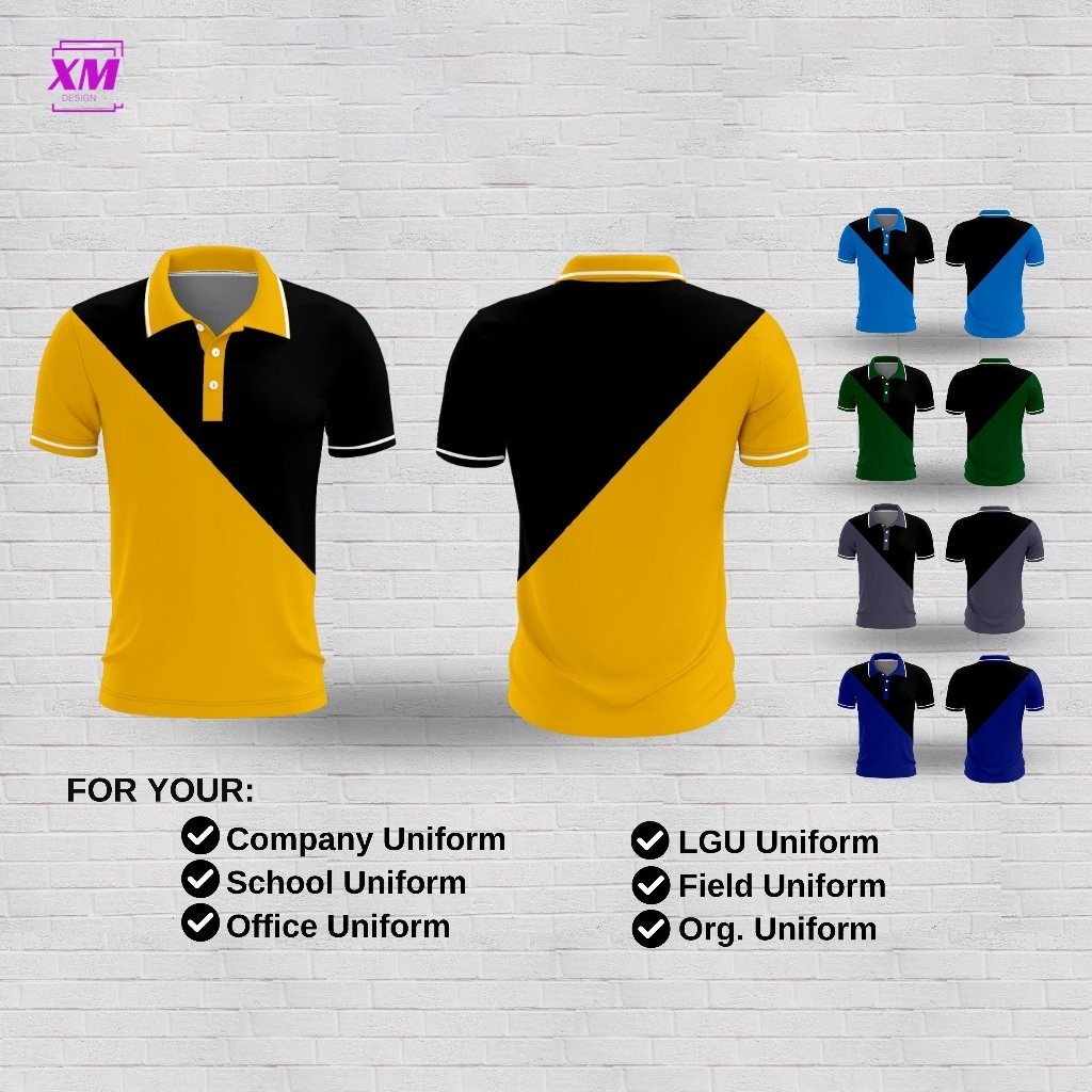 Special Combination Customized Polo Shirt Uniform UNISEX（BLACK YELLOW ...