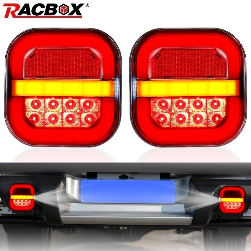 63 4 Inch Square LED Tail Brake Lights Turn Signal License Plate Lamp ...