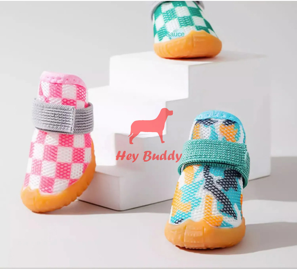 4PCS Dog Boots Shoes Anti Slip Pet Dog Shose Mesh Shoes Adjustable Pet ...