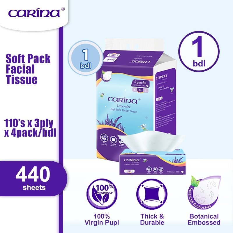 Carina Soft Pack Facial Tissue Large 3ply - 4 x 110's | Shopee Philippines