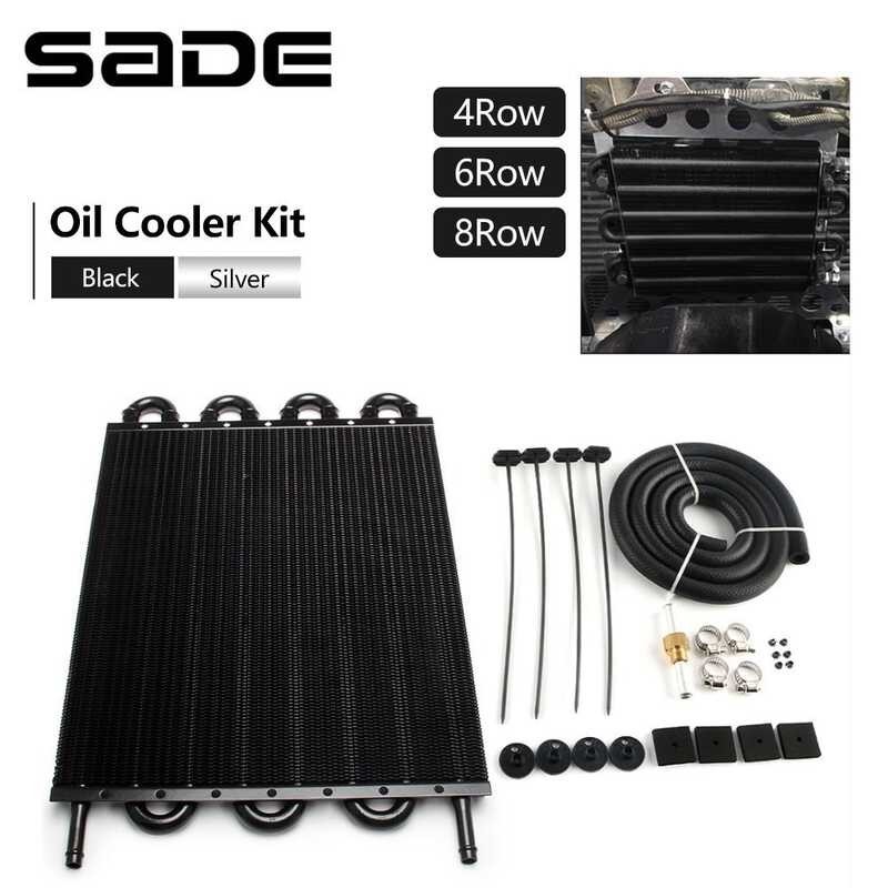 4 Row 6 Row 8 Row Aluminum Universal Oil Cooler Kit Oil Radiator Car ...