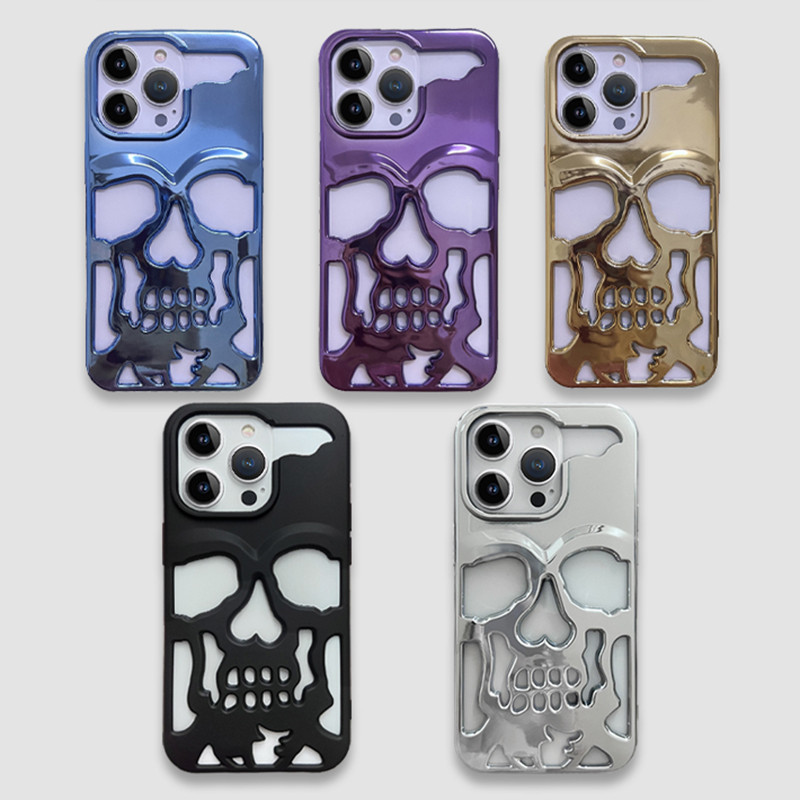 Luxury Matte Plating Metallic Color Cover Hollow Out Skull Hard Case ...